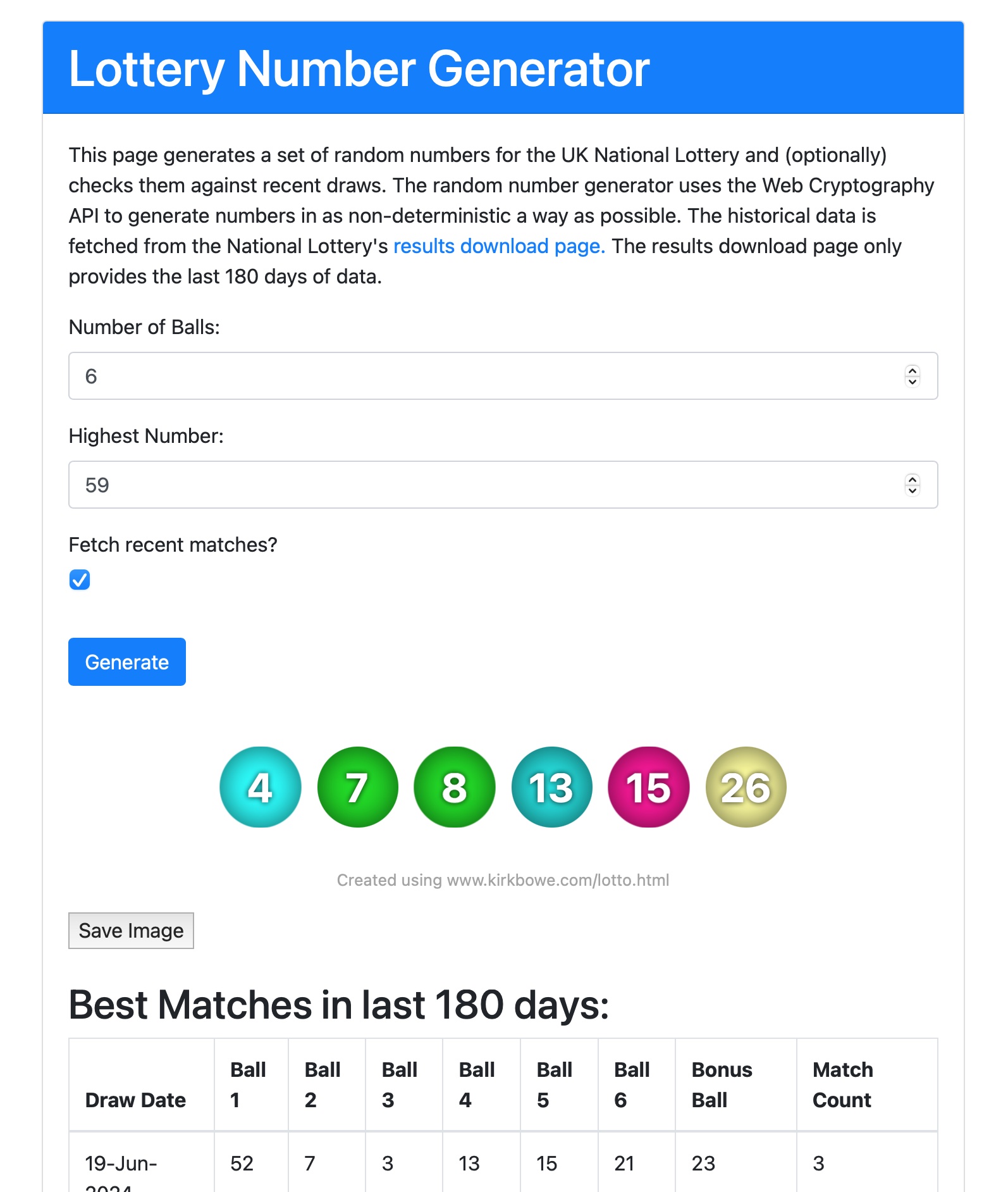 GitHub - kirkbowe/lottery-number-generator: HTML page with JavaScript to generate lottery ...